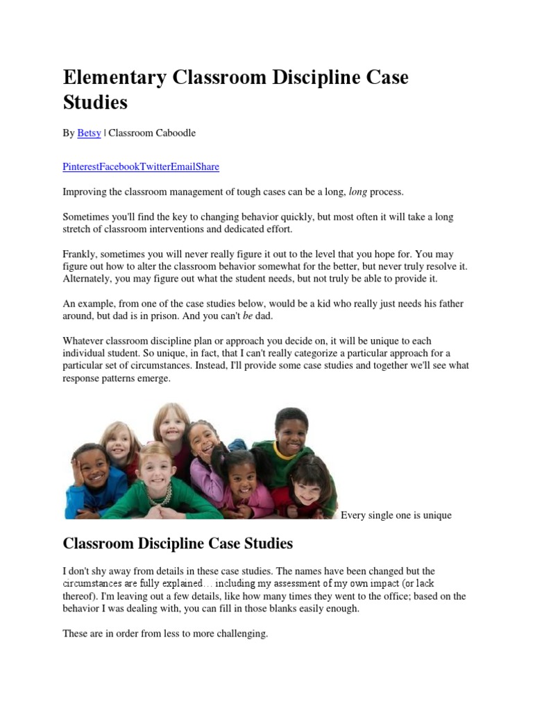 Elementary Classroom Discipline Case Studies | PDF | Classroom ...