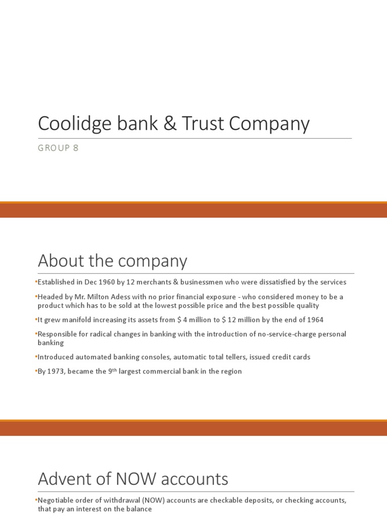 Coolidge Bank's NOW Accounts Strategy | PDF | Business | Finance ...