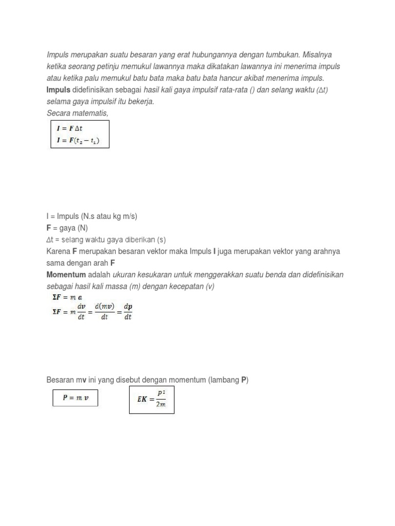 Impuls dan Momentum: Konsep dan Contoh | PDF
