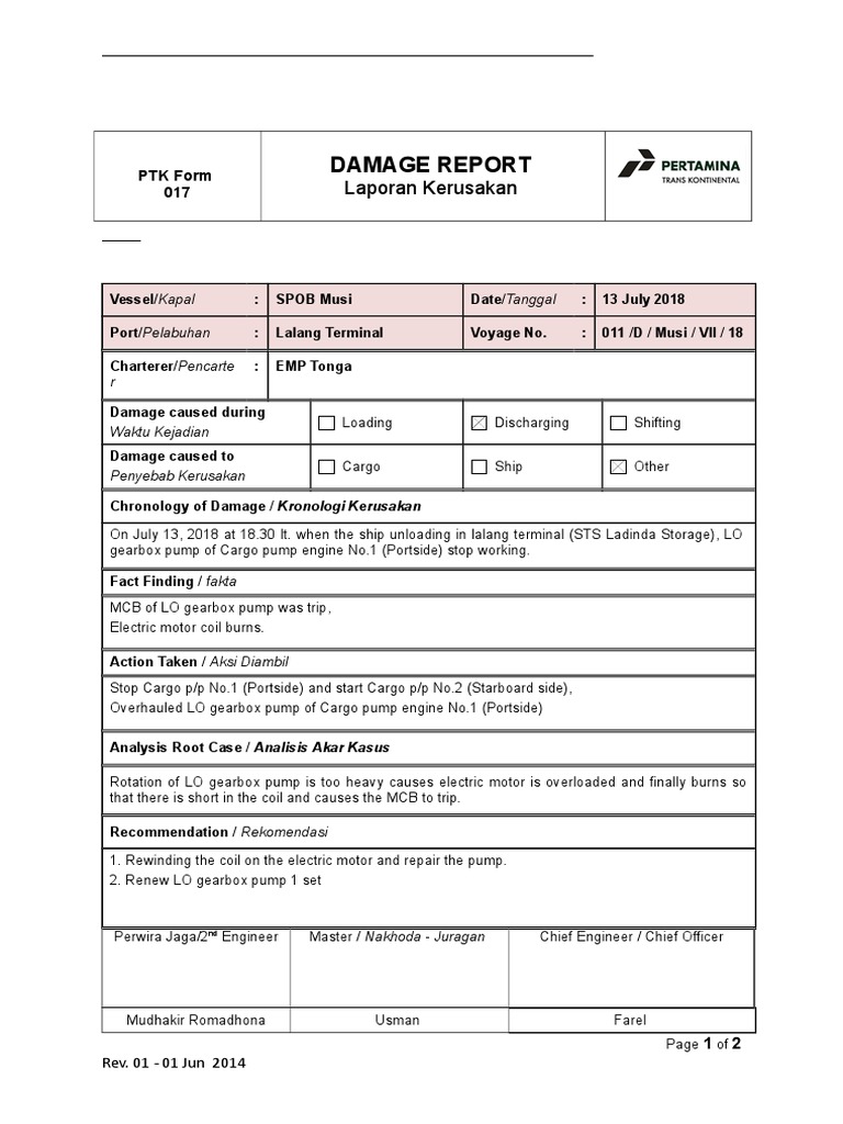 Damage Report: Laporan Kerusakan | PDF