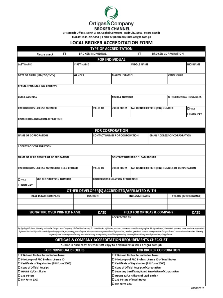 Local Broker Accreditation Form for Individuals and Corporations ...