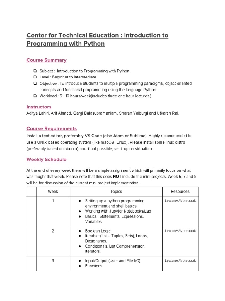 CTE - Introduction To Programming With Python Handout | PDF | Python ...