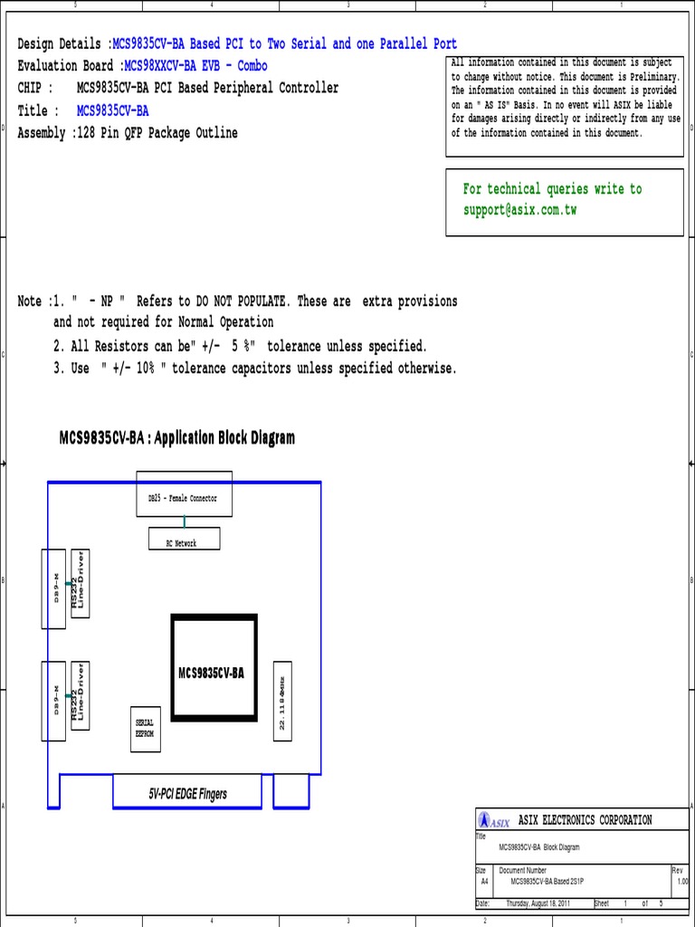 MCS9835CV-BA Block Diagram | PDF | Equipment | Computing