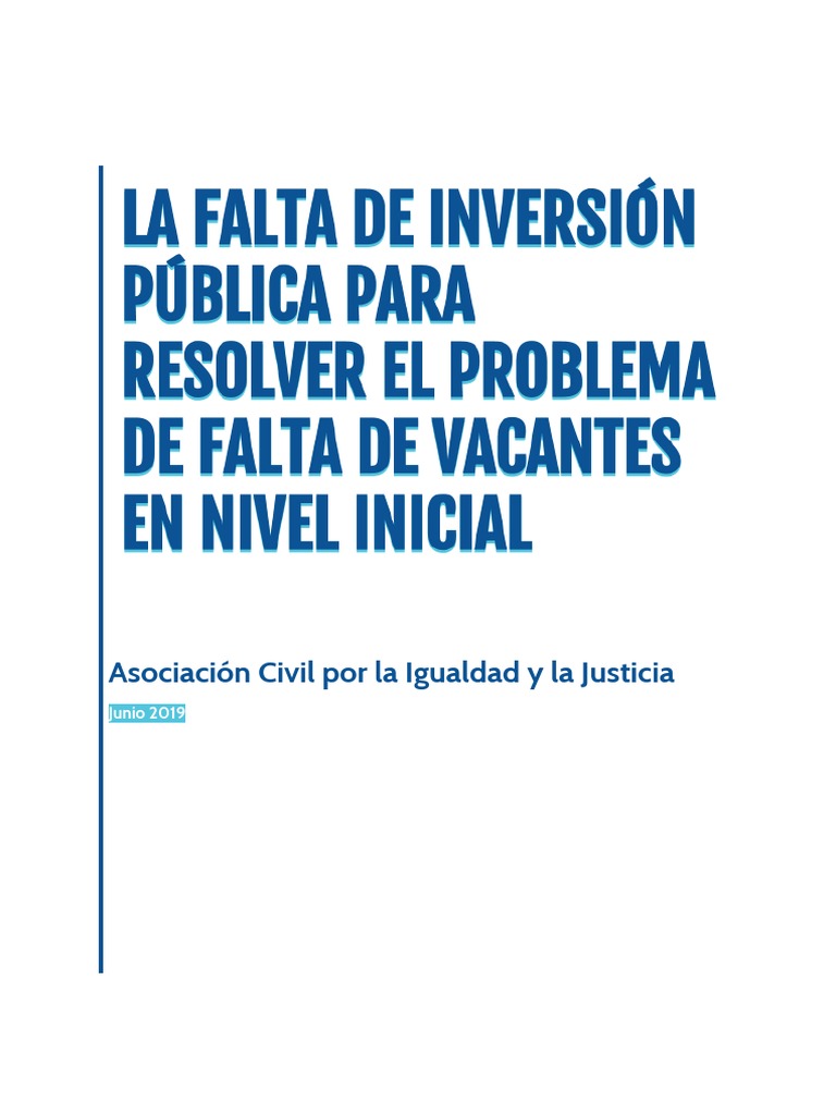 La Falta de Inversión Pública para Resolver El Problema de Falta de ...