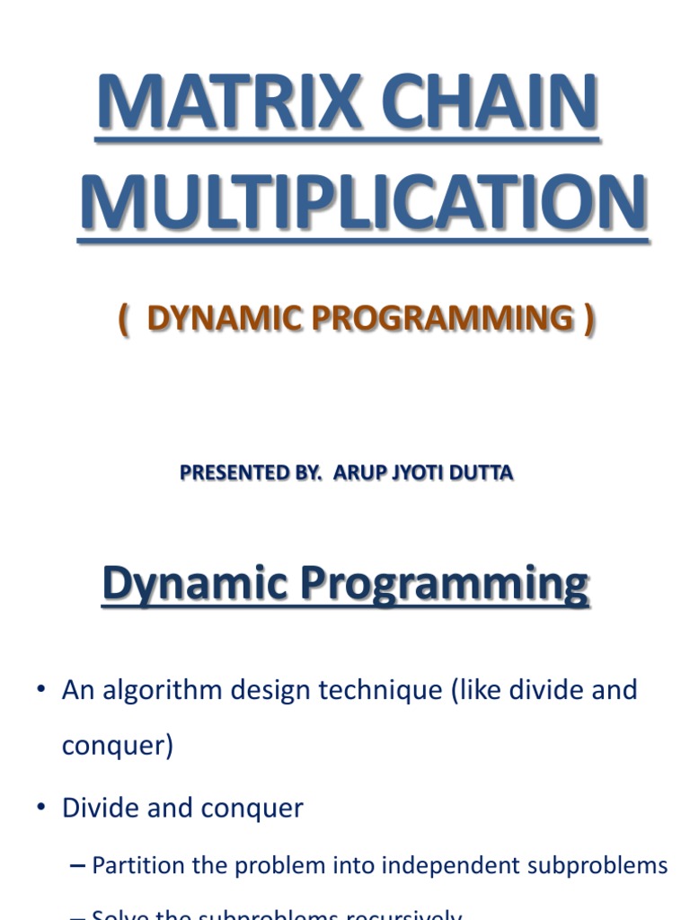 MATRIX CHAIN Multiplication | PDF | Dynamic Programming | Linear Algebra