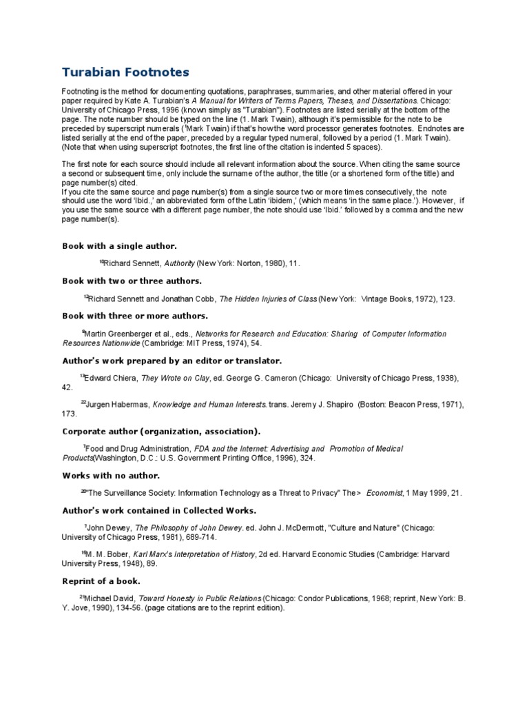 Arteng Turabian Footnotes | PDF | A Manual For Writers Of Research ...