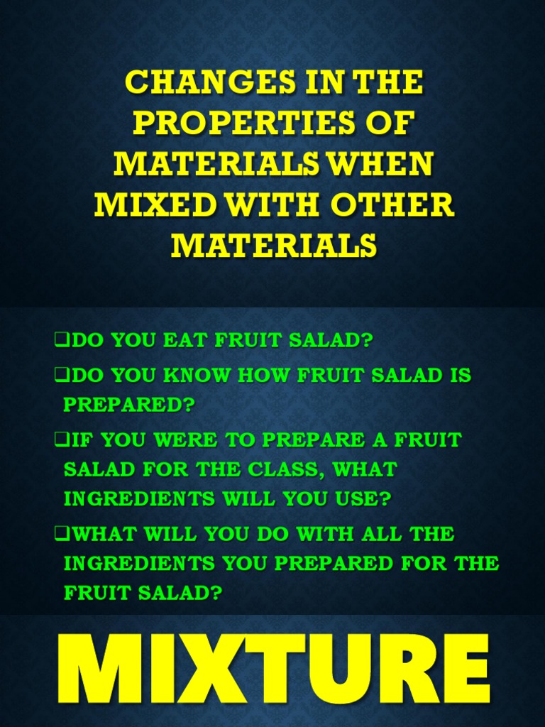 Lesson 12 Solid Mixed With Solid | PDF | Mixture | Salad
