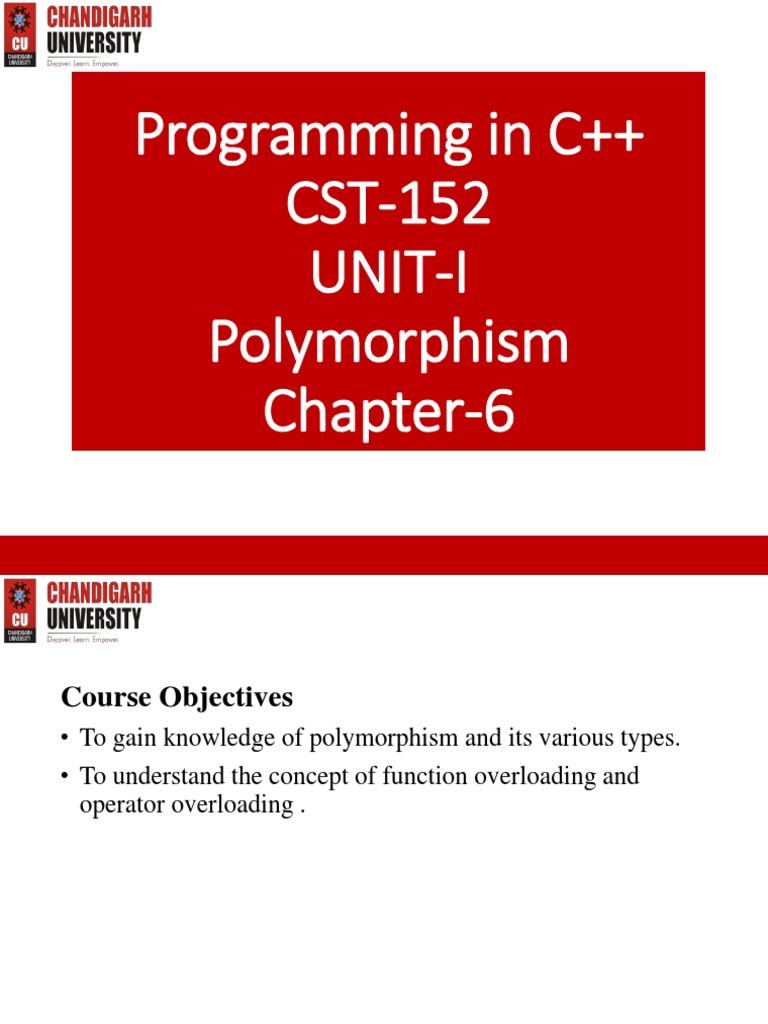 Programming in C++ CST-152 Unit-I Polymorphism Chapter-6 | PDF | Method ...