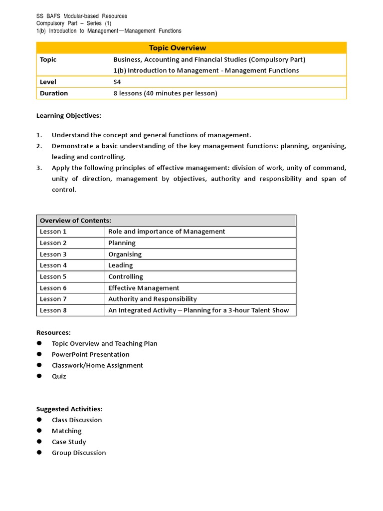Management Functions Eng Full Set | PDF | Teachers | Organizational ...