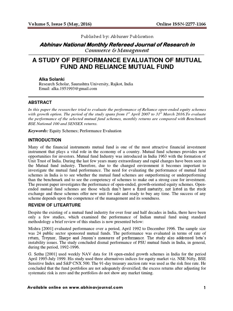 Mutual Fund Performance Analysis | PDF | Mutual Funds | Standard Deviation