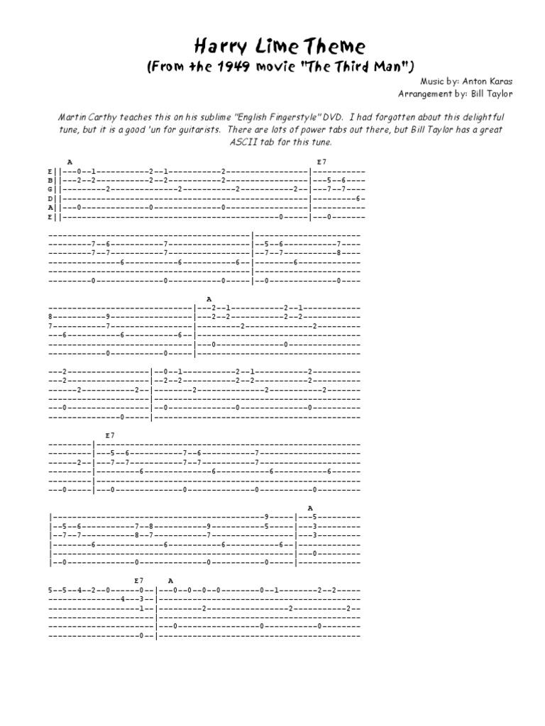 Harry Lime Theme: (From The 1949 Movie "The Third Man") | PDF ...