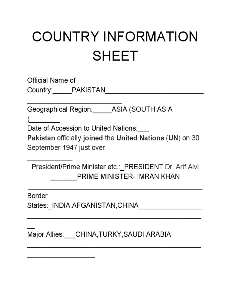Country Information Sheet | PDF