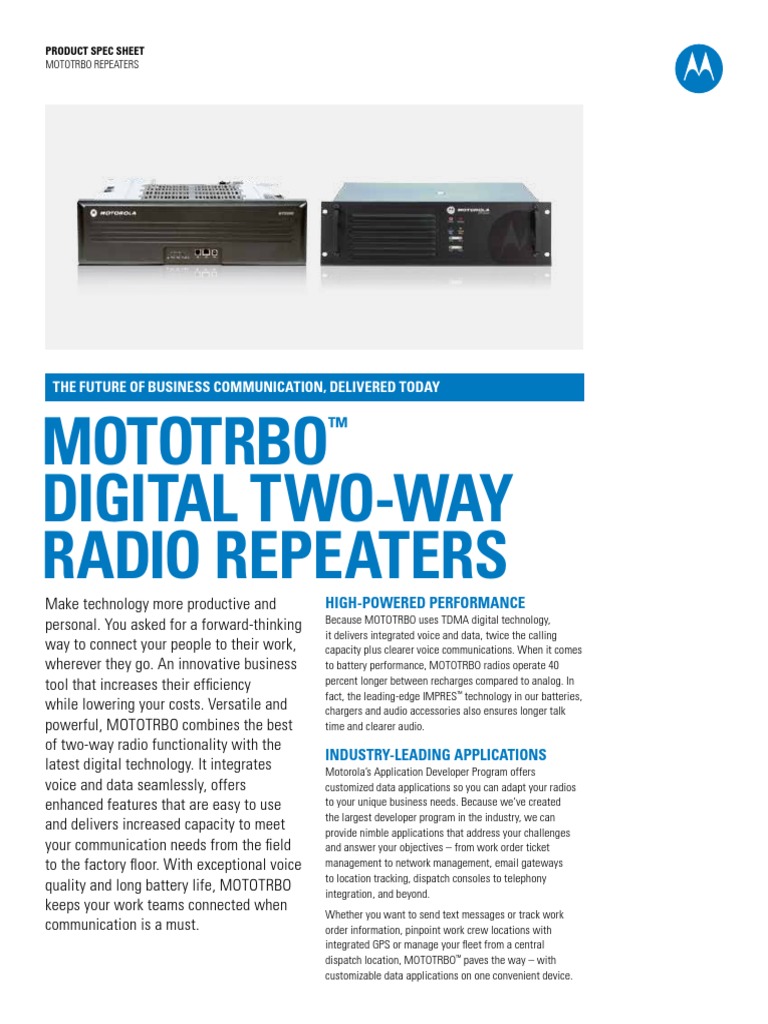 Mototrbo Digital Two-Way Radio Repeaters: The Future of Business ...
