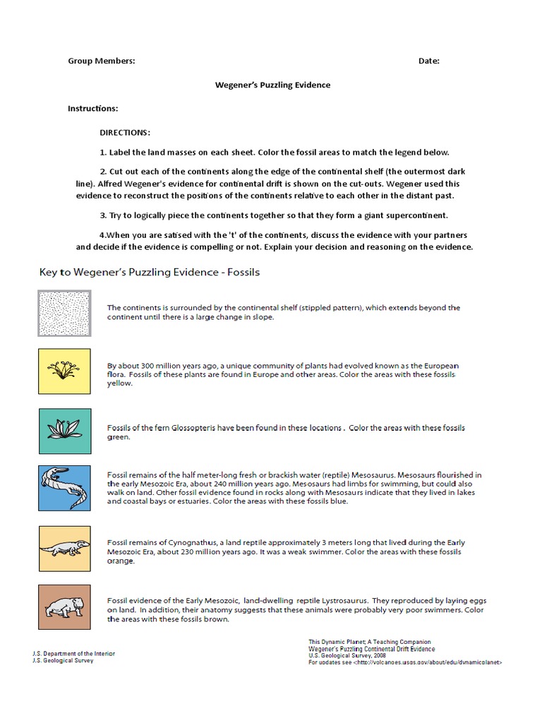 Wegener's Continental Drift Evidence | PDF | Plate Tectonics | Theory
