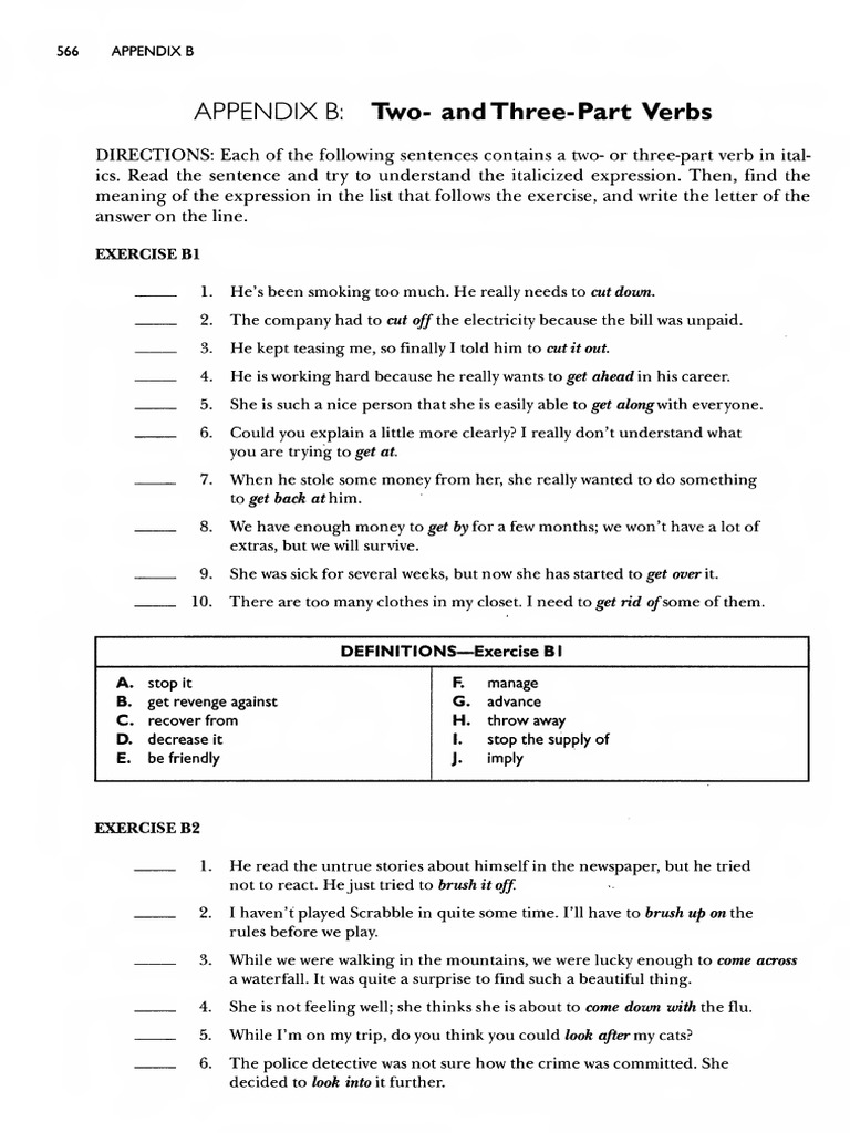 Appendix B & C - Phrasal Verbs & Idioms | PDF