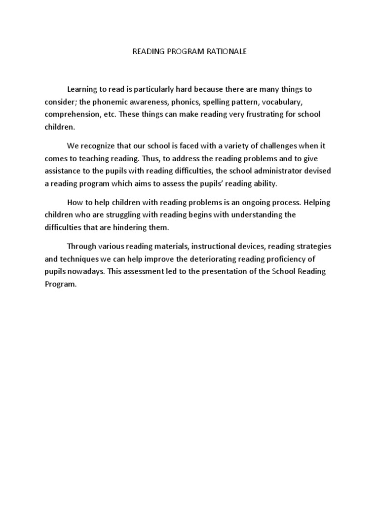 Reading Program Rationale | PDF | Linguistics | Symbols