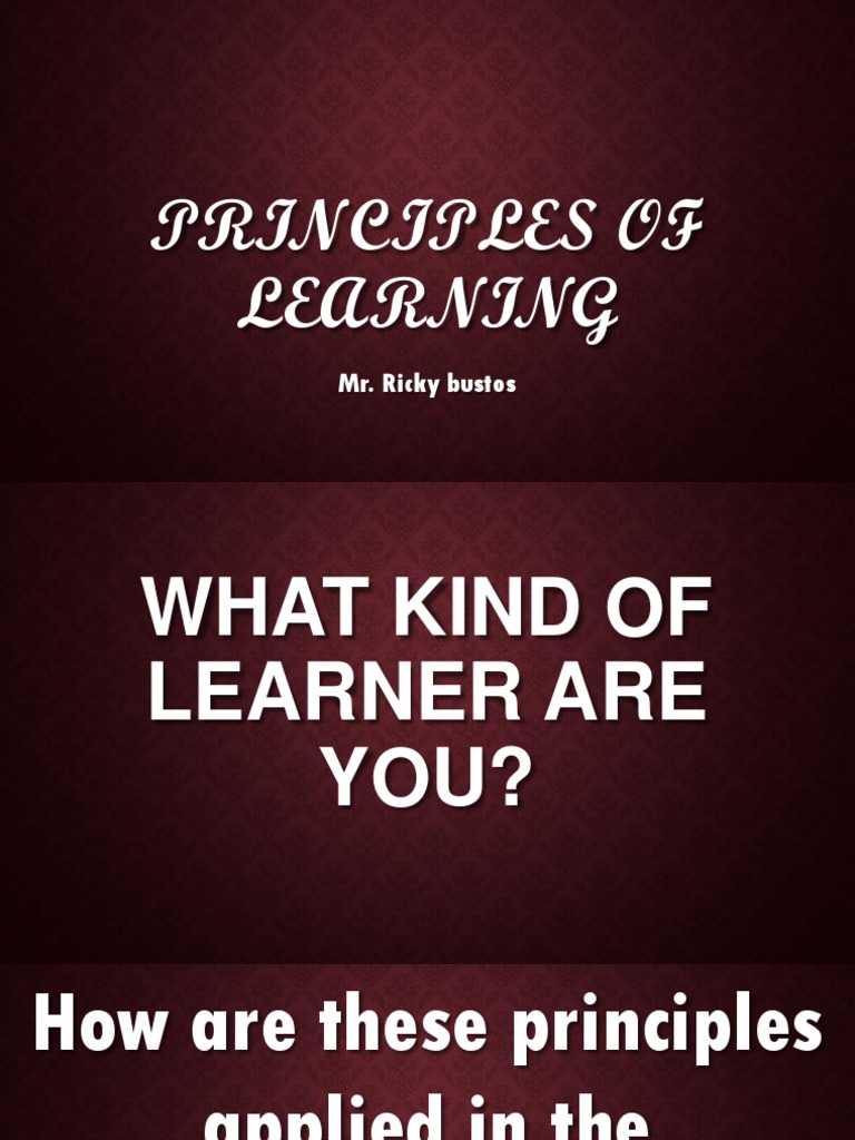 Principles of Learning | PDF