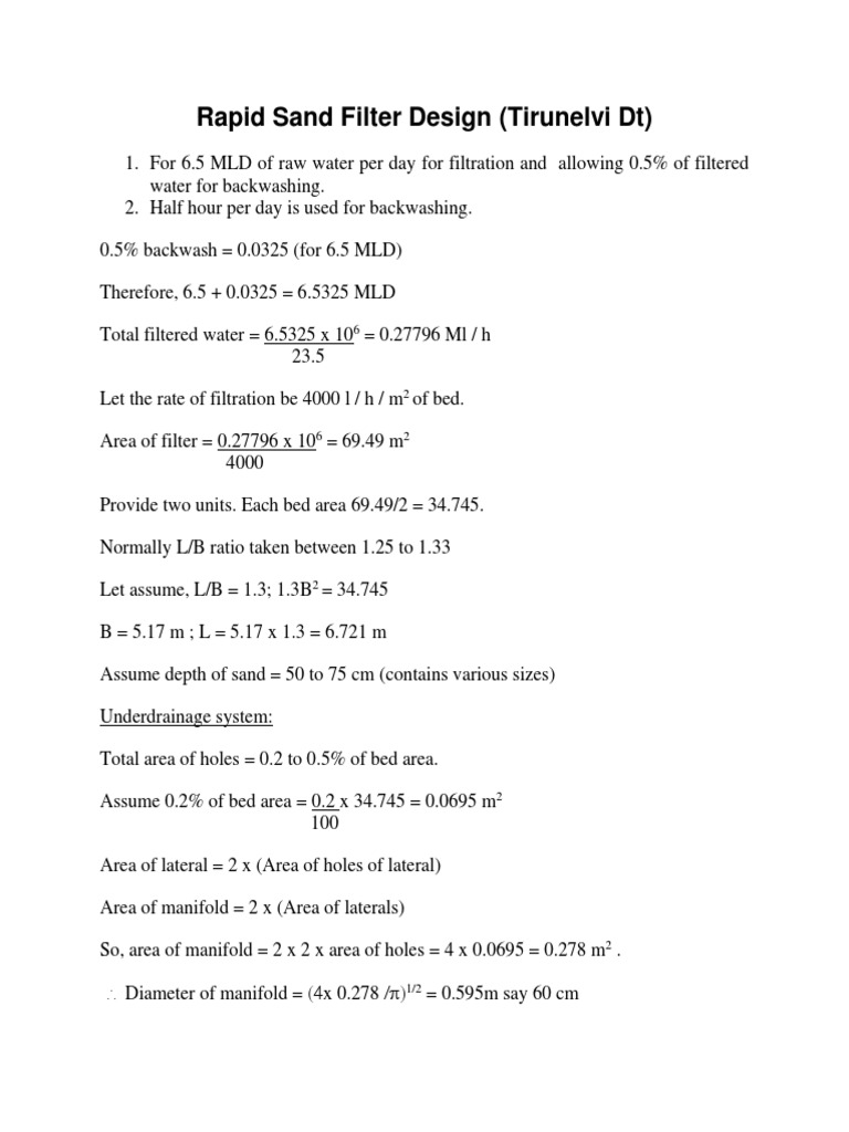 Rapid Sand Filter Design | PDF | Filtration | Transparent Materials