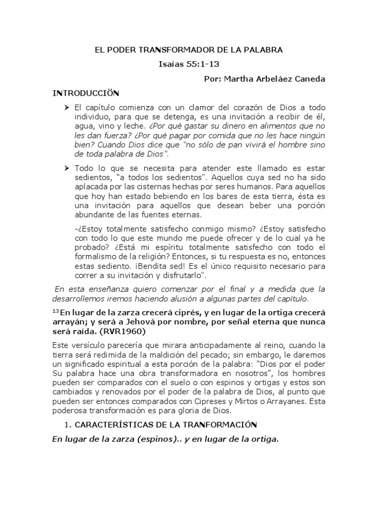 El Poder Transformador de La Palabra de Dios | PDF | Oración | Arboles