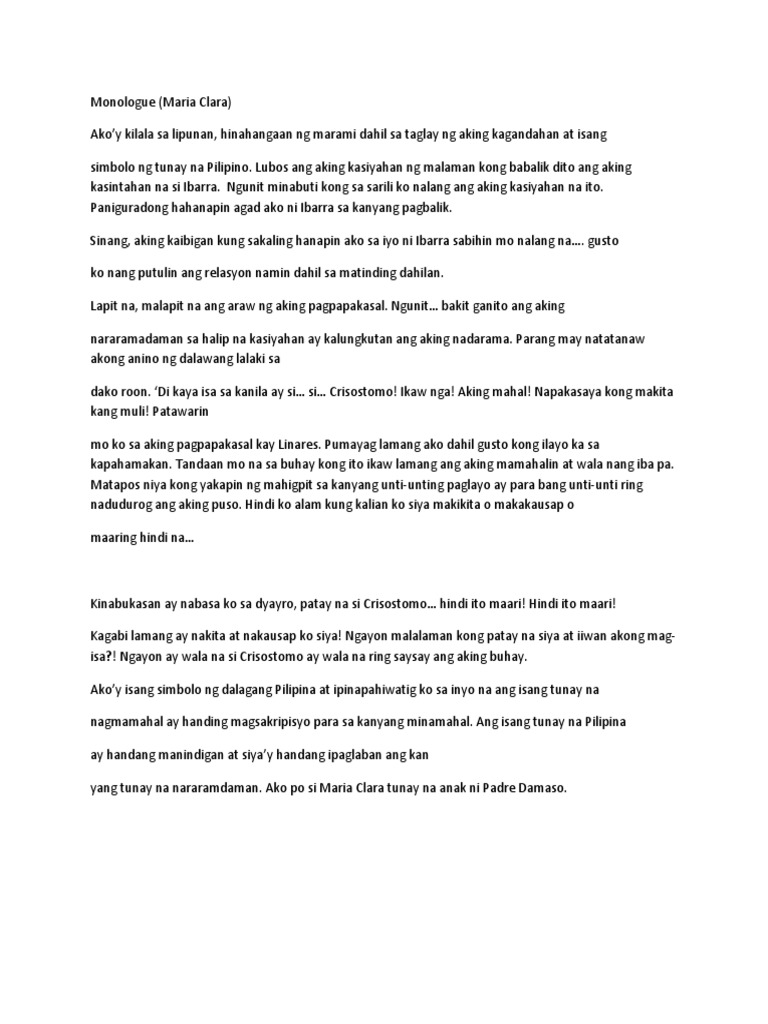 Monologue Ni Maria Clara | PDF