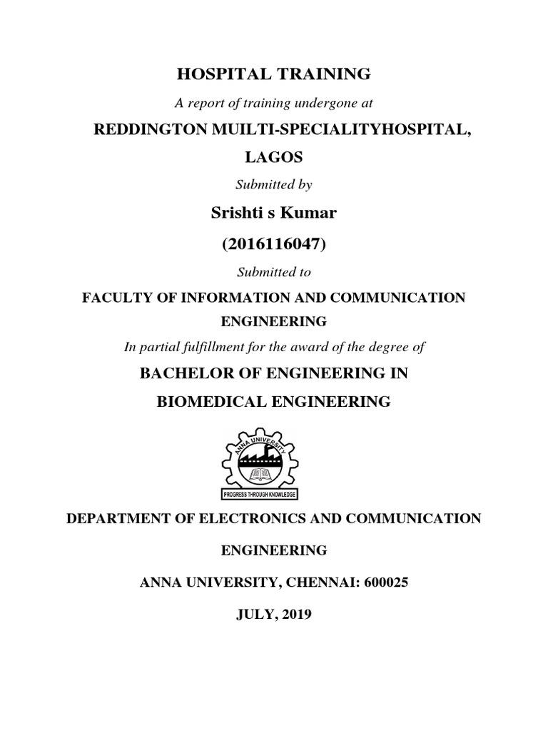 Hospital Training Report | PDF | Dialysis | Clinical Medicine