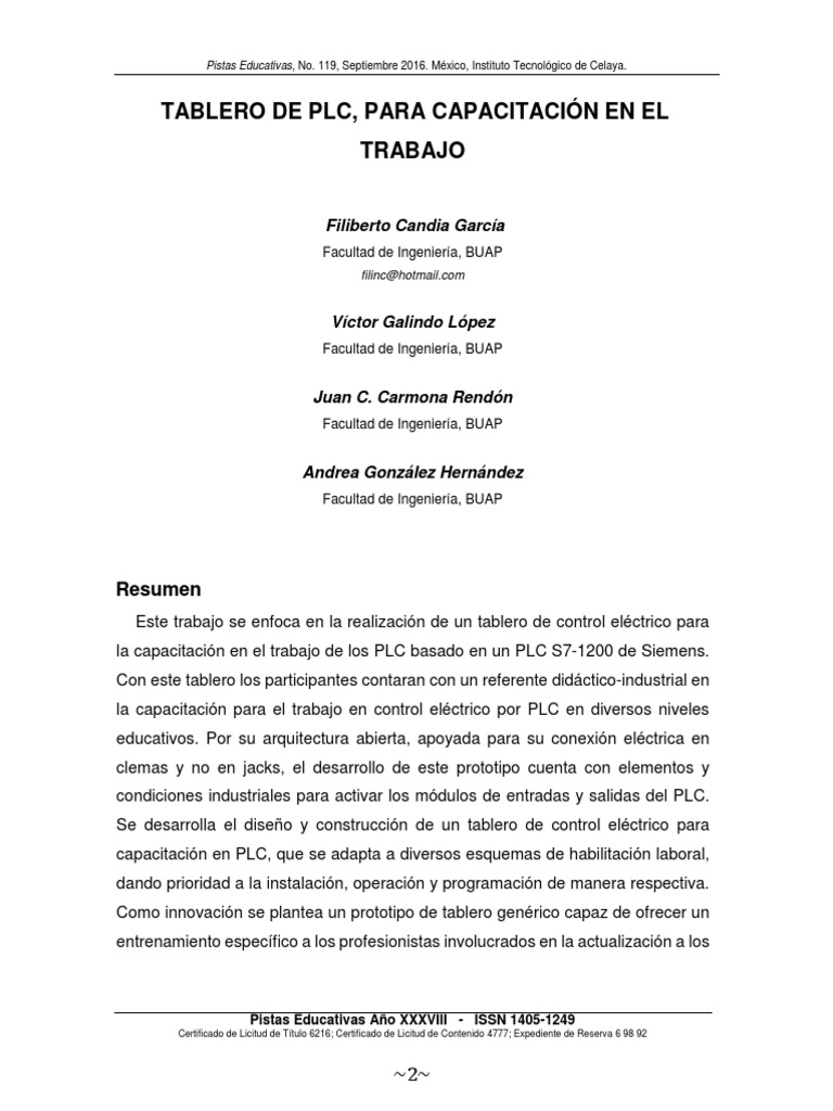 Tablero PLC | PDF | Controlador lógico programable | Automatización