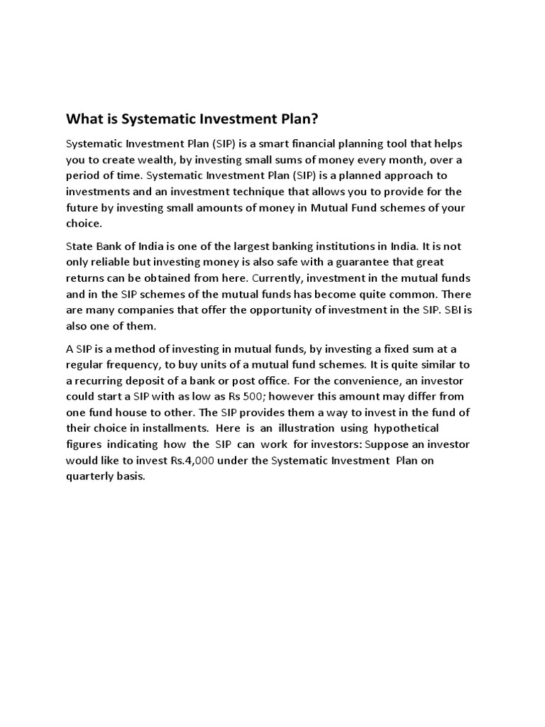 What Is Systematic Investment Plan | PDF | Sampling (Statistics ...