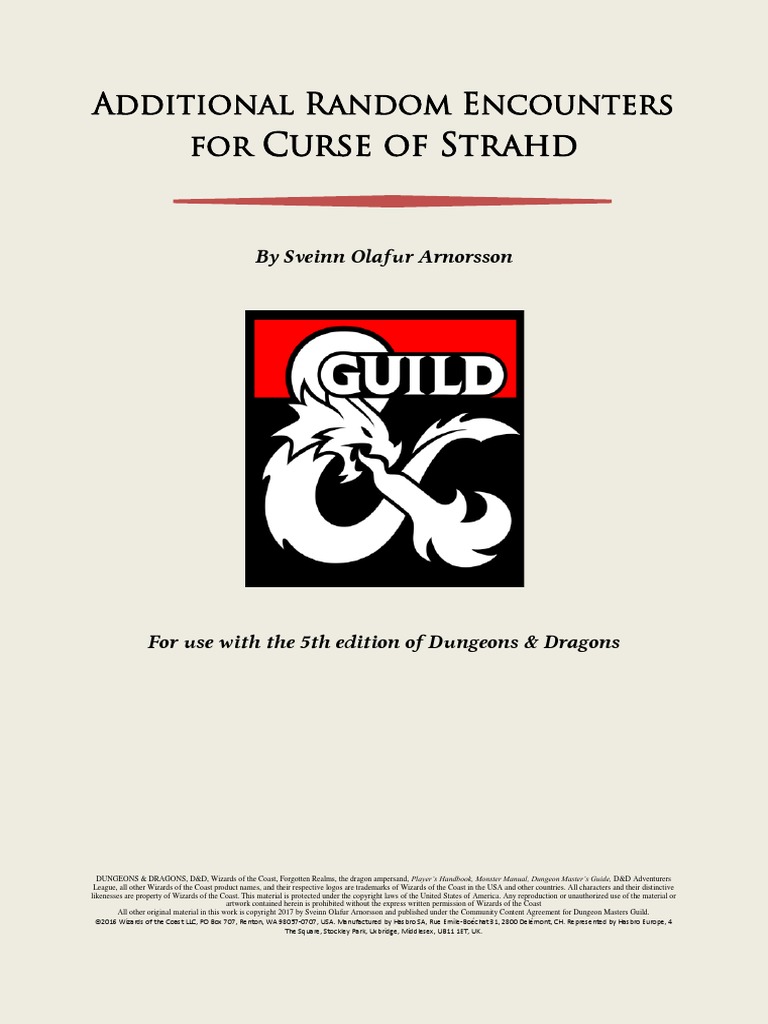 Additional Random Encounters For Curse of Strahd | PDF | Dungeons ...