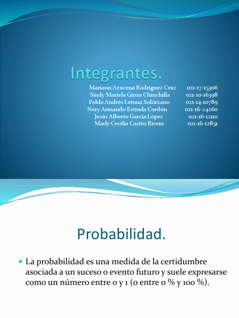 Diapositivas Estadistica | PDF | Probabilidad | Teoría de probabilidad