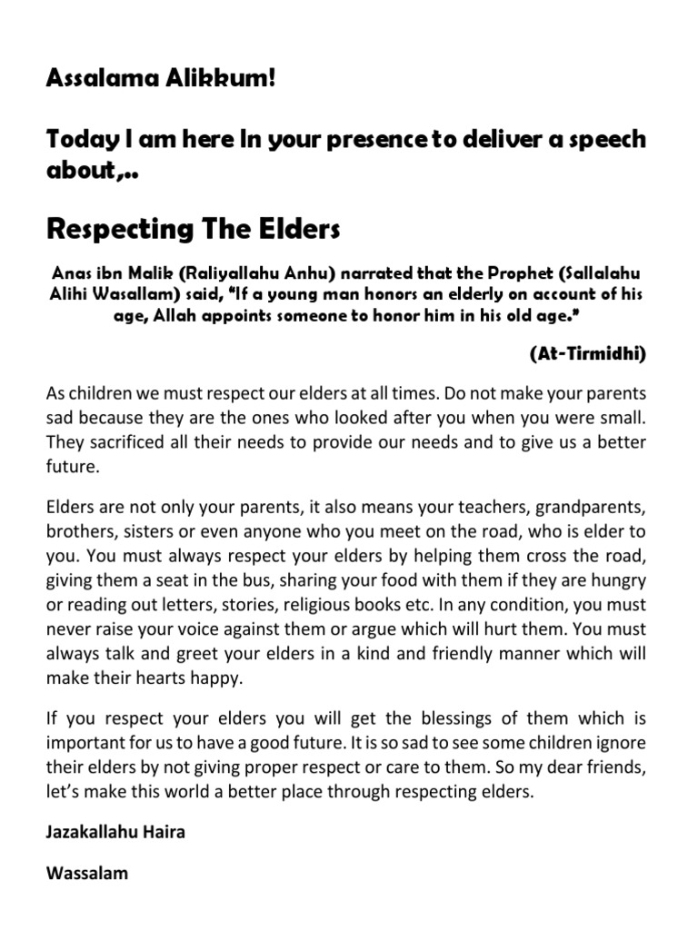 Respecting The Elders | PDF