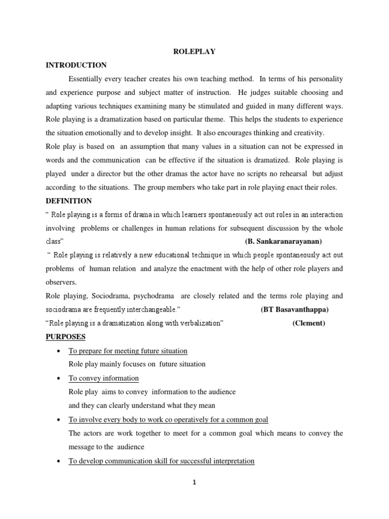 ROLEPLAY | PDF | Insight | Learning