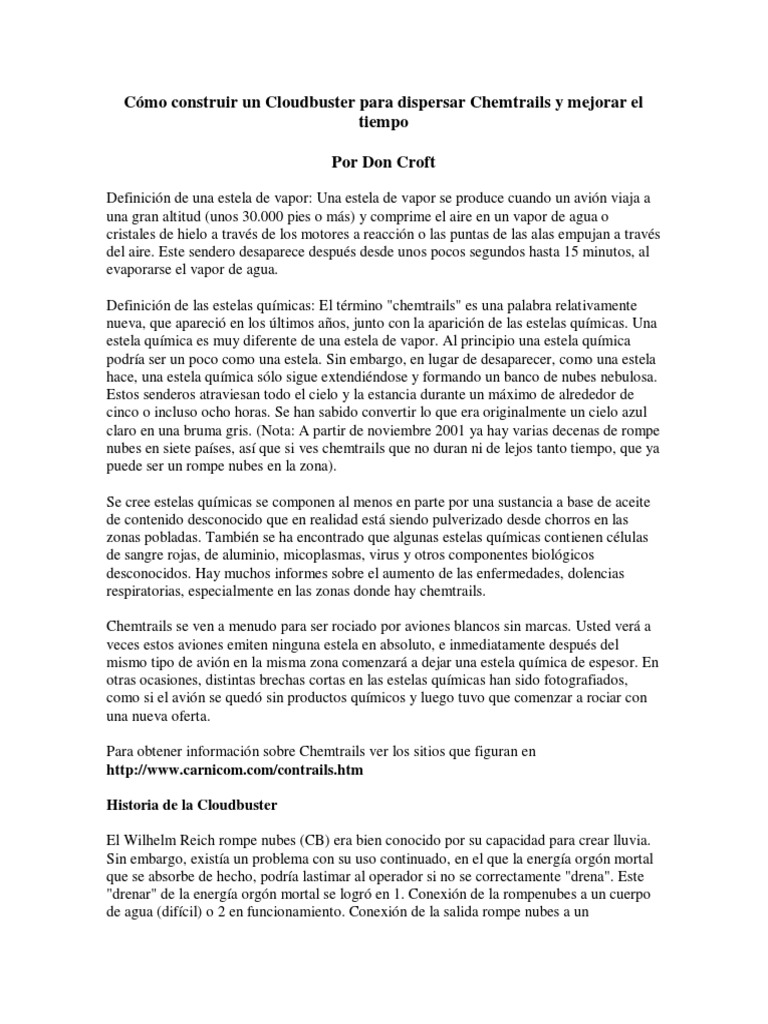 Cómo Construir Un Cloudbuster para Dispersar Chemtrails y Mejorar El ...
