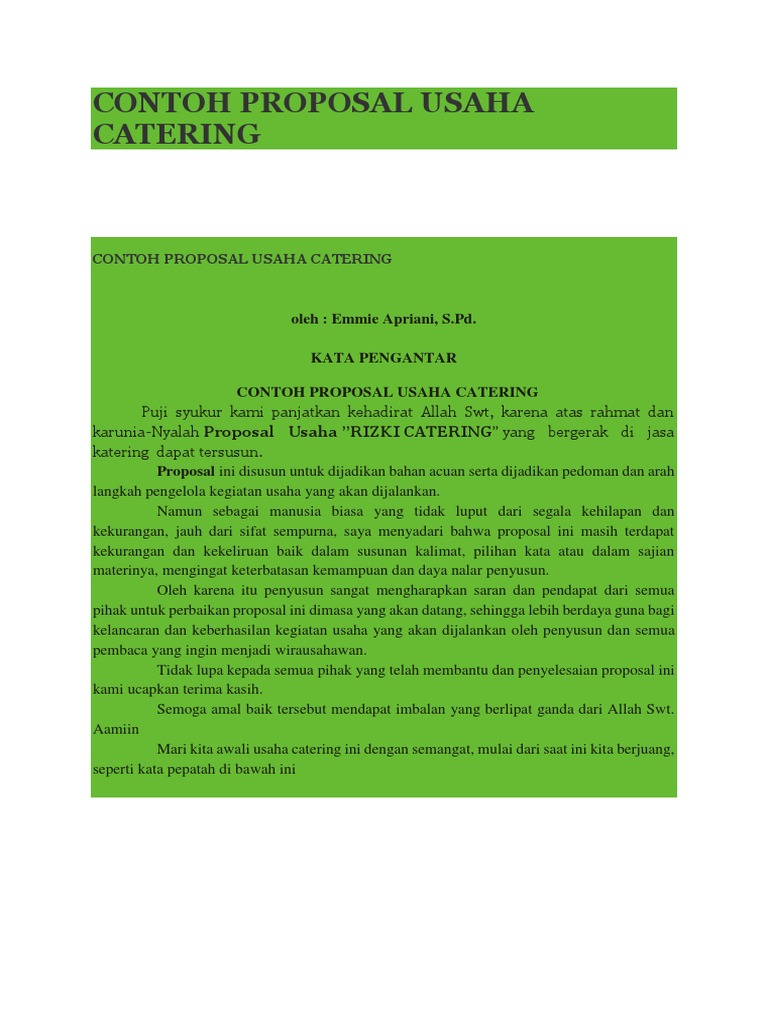 Proposal Usaha Rizki Catering | PDF | Karier & Perkembangan | Bisnis