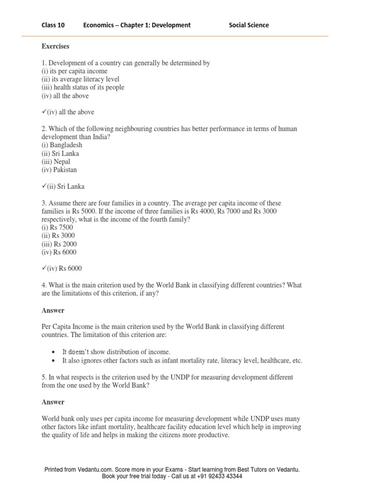 Class 10 Economics: Development Insights | PDF | Environmental ...