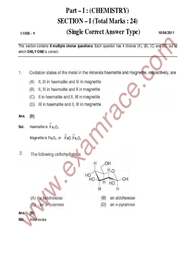 IIT Previous Year Paper 2011 | PDF | Electronvolt | Physical Sciences