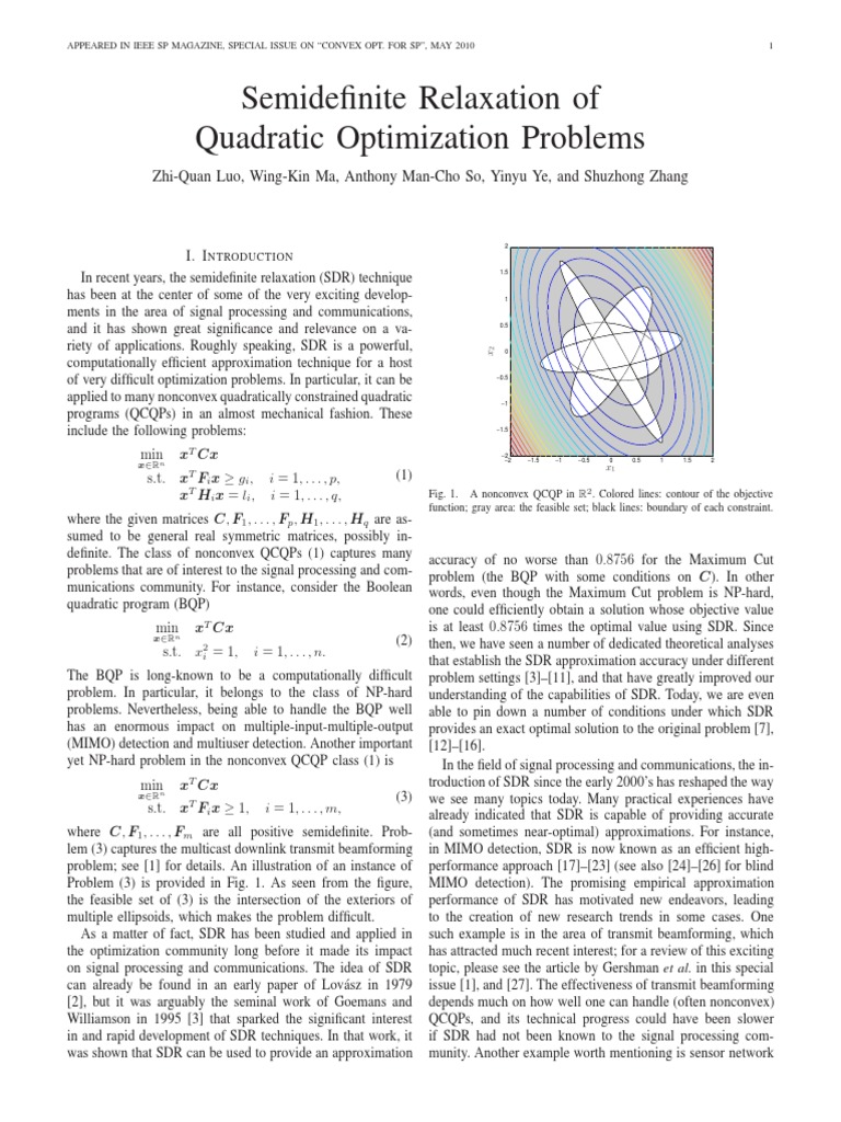 Semidefinite Relaxation Approximation Technique for Difficult Optimization Problems | PDF ...
