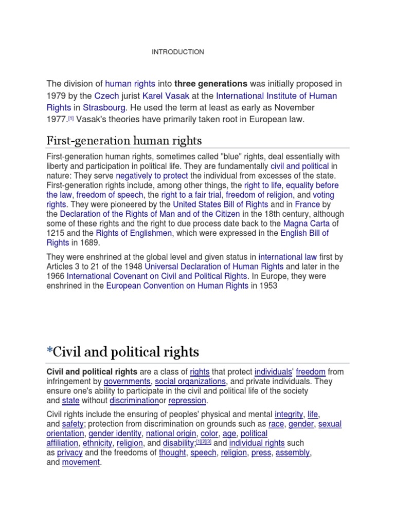 An Introduction to the Three Generations of Human Rights | PDF | Civil ...