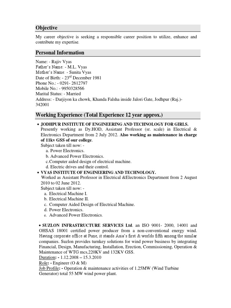 Raj - CV 2 Updated | PDF | Electrical Engineering | Electric Power