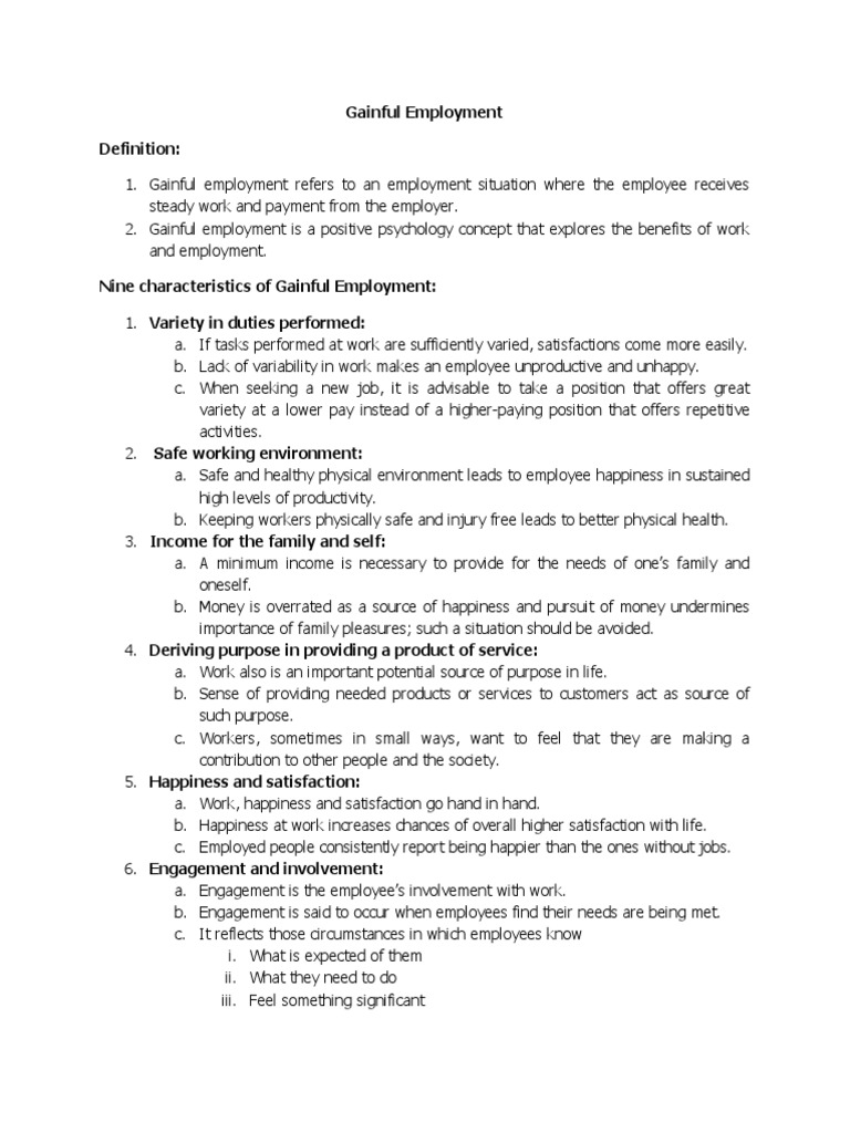Gainful Employment | PDF | Contentment | Employment