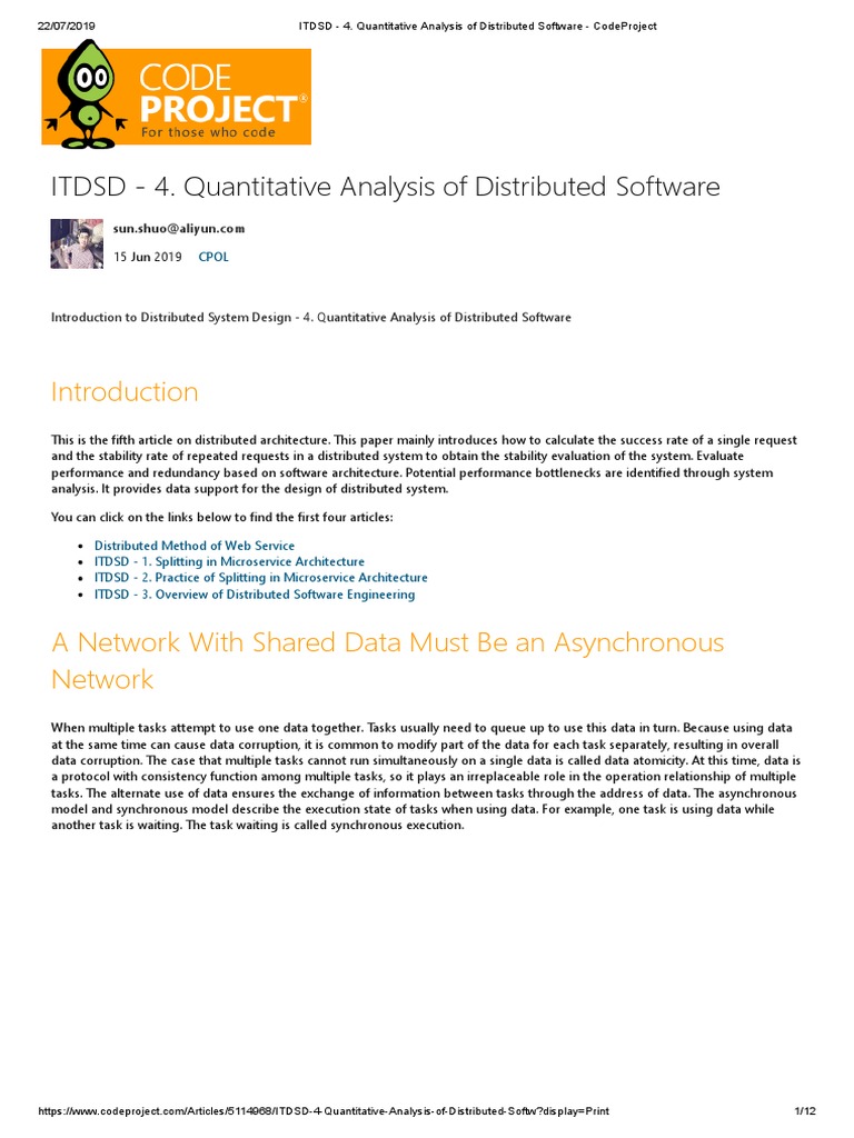 ITDSD - 4. Quantitative Analysis of Distributed Software - CodeProject | PDF | Databases ...