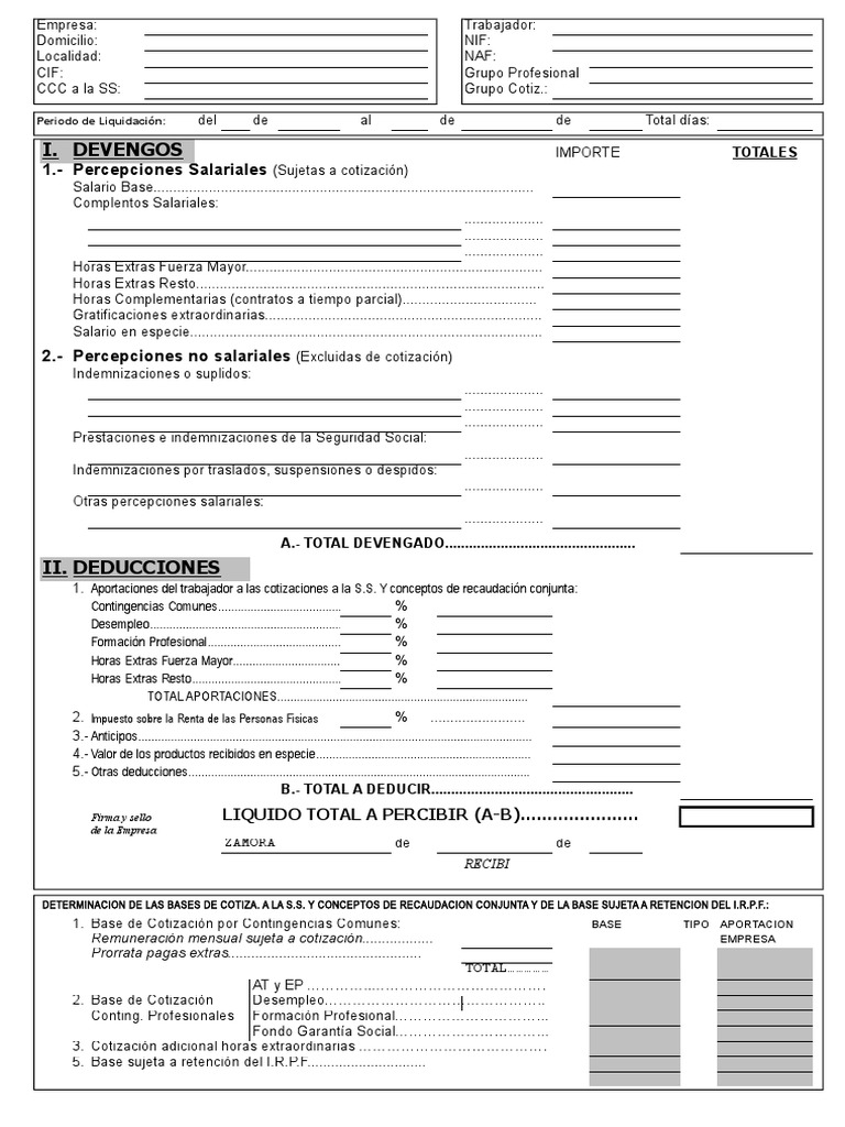 Impreso Nomina BOE NUEVO 2014 | PDF | Salario | Relaciones laborales