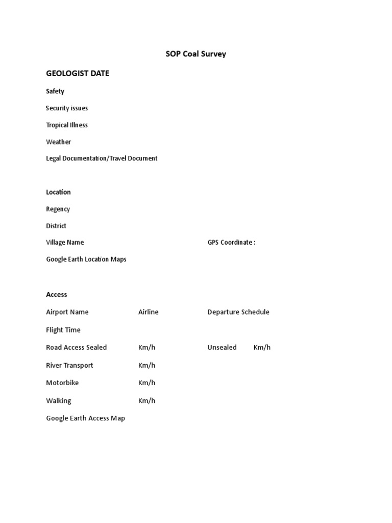 SOP Coal Survey | PDF | Geology | Nature