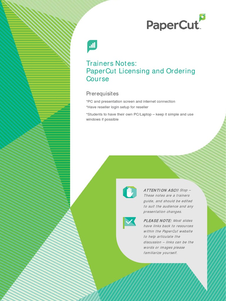 Trainers Notes: Papercut Licensing and Ordering Course | PDF | Server ...