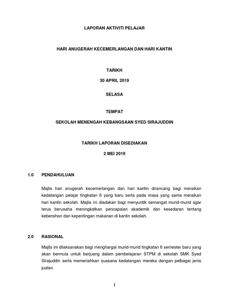 Laporan Aktiviti Pelajar | PDF Laporan Aktiviti Pelajar | PDF