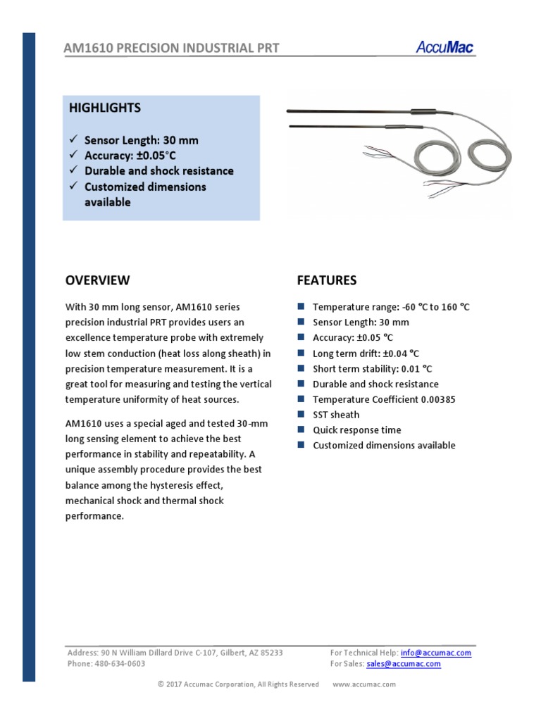 AM1610 PRT Sensor (Brochure) | PDF | Electrical Resistance And ...