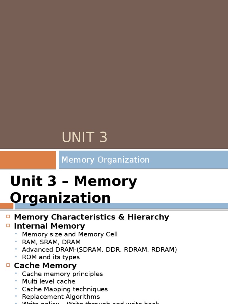 Unit 3 - Memory Organization | PDF | Cpu Cache | Dynamic Random Access ...