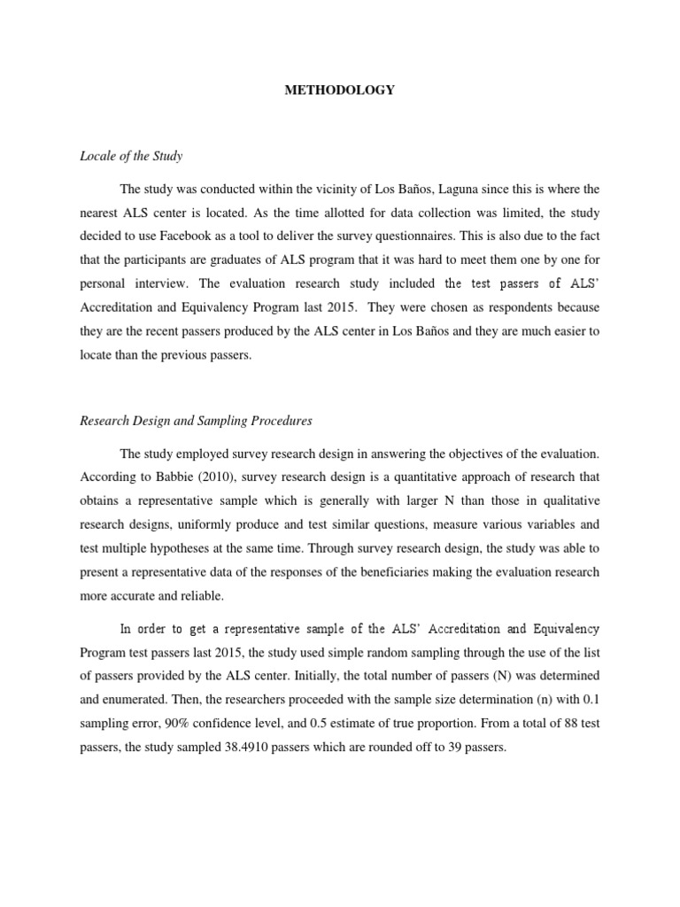 Locale of The Study: Methodology | PDF | Survey Methodology | Research ...