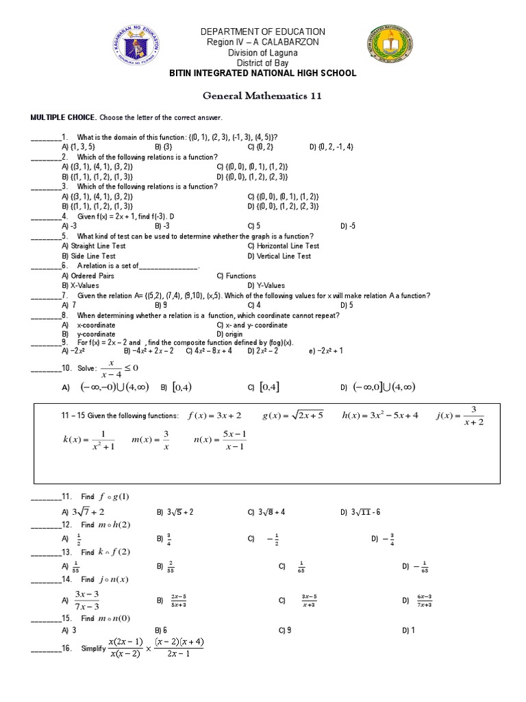 General Mathematics 11: Department of Education Region Iv - A ...