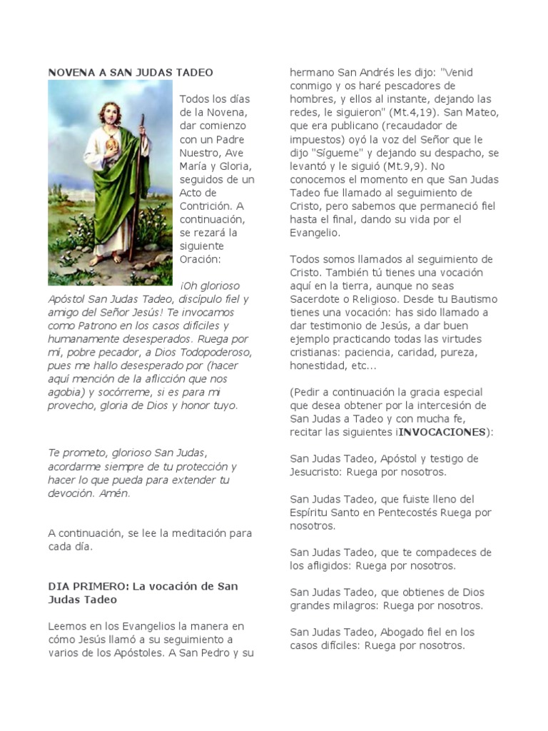 Novena A San Judas Tadeo Santo Fe