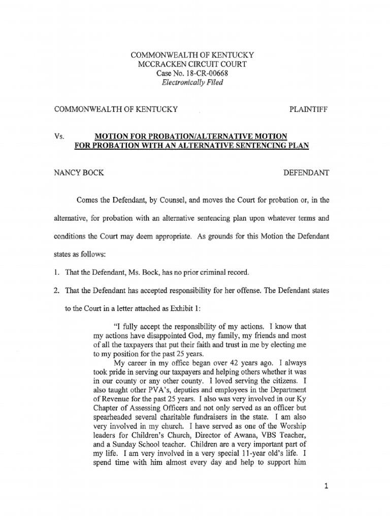 Motion For Probation - Nancy Bock | PDF